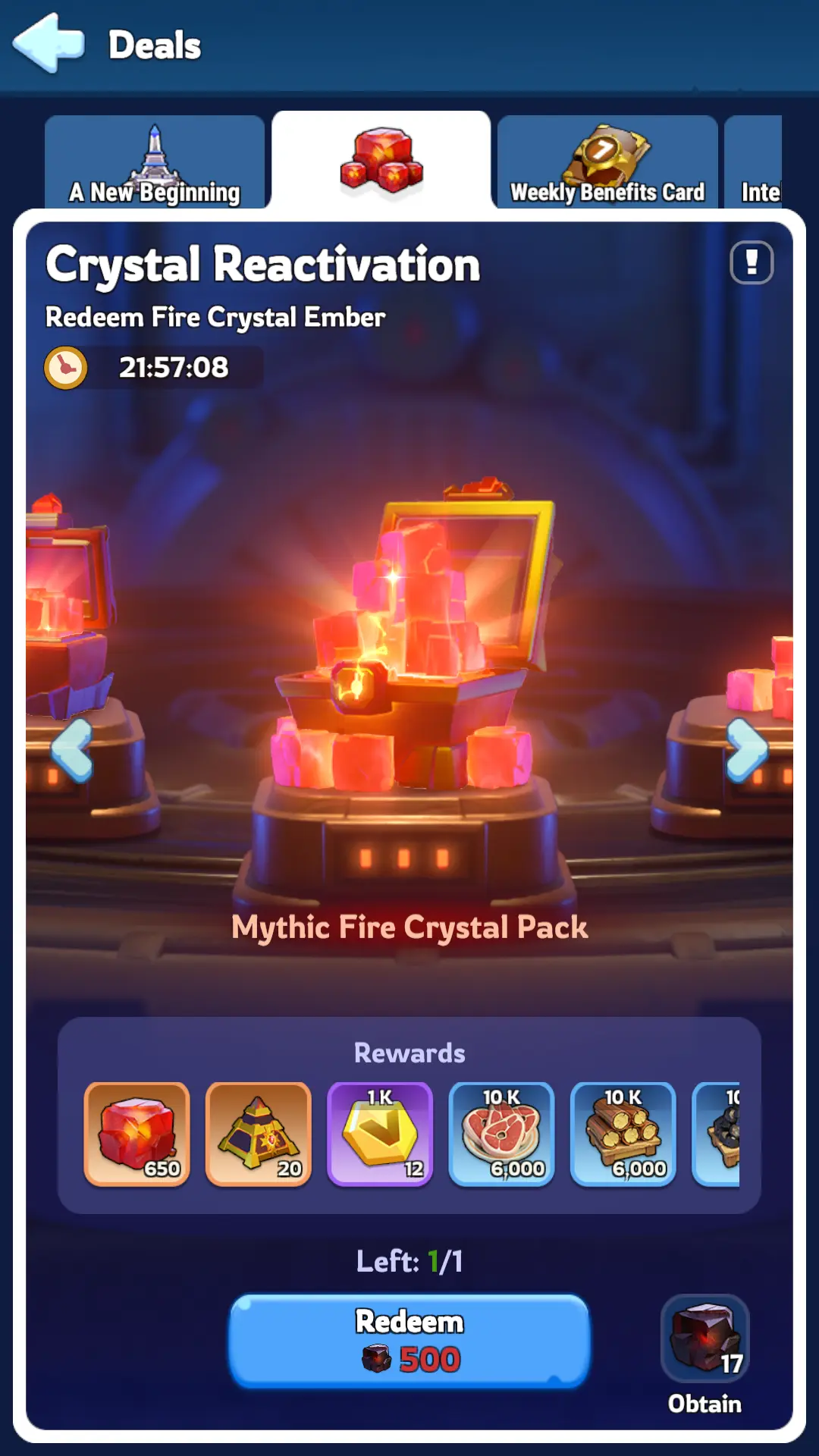Crystal Reactivation - Whiteout Survival Data